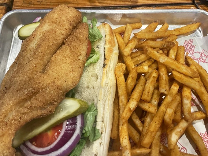 A fish sandwich that could convert seafood skeptics. Crispy, flaky, and substantial enough to fuel an afternoon of Florida exploration.