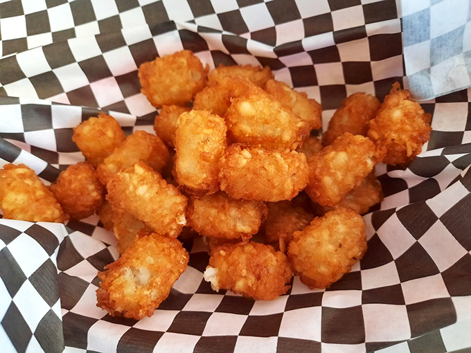 Tater tots that could make a school cafeteria weep with jealousy. Golden, crispy nuggets of potato perfection.