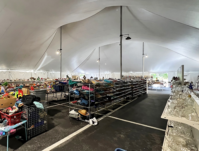 During special events, the outdoor tent transforms into a bargain hunter's paradise—like Black Friday without the trampling or 4 a.m. alarm clocks.