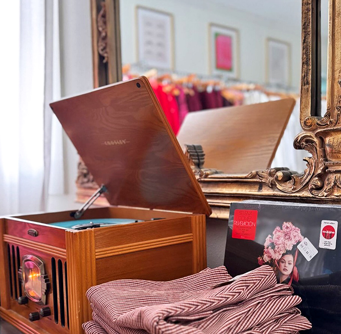 That vintage record player isn't just playing music—it's serving up time travel with a side of nostalgia. Vinyl never looked so tempting.