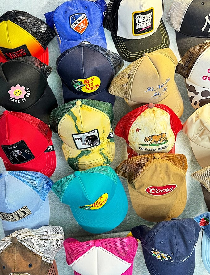 Hat collectors, beware! This display of barely-worn caps might turn your quick "just browsing" visit into an unexpected haul.