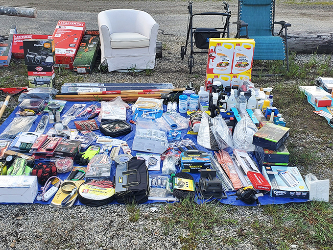 The ultimate garage sale spread&mdash;where household essentials meet random oddities in a beautiful dance of potential and possibility.