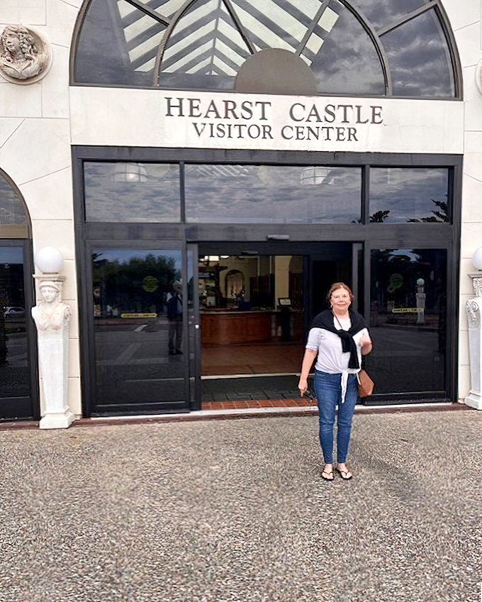 The visitor center marks your return to reality after touring a dreamworld. That slightly dazed expression is common among departing guests.