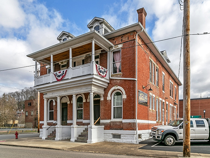 This historic brick building with its welcoming porch and American bunting embodies the dignified charm that makes Pomeroy feel timeless.