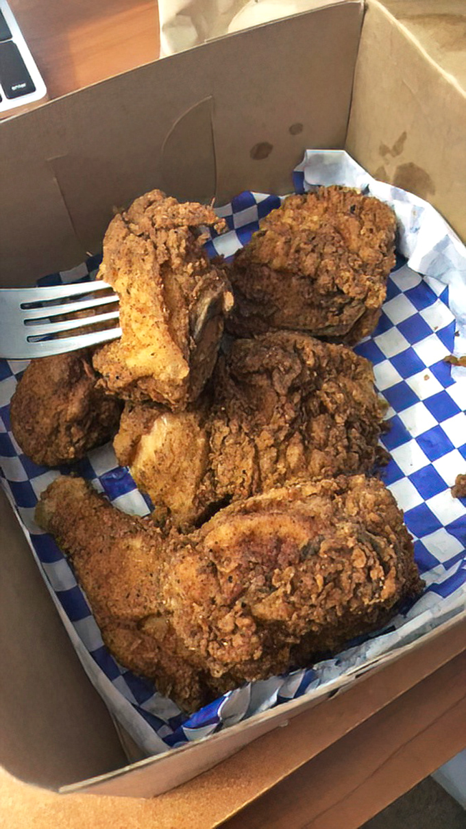 A box of fried chicken that makes you understand why people take photos of their food. Some moments&mdash;and meals&mdash;deserve to be documented.