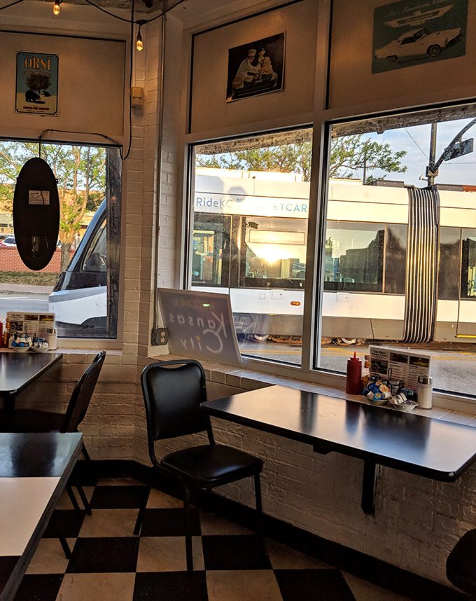 Window seats offer streetside views with your coffee. Watch the world go by as the streetcar glides past—urban theater with your toast.