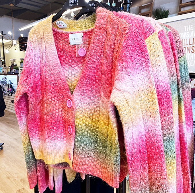 This technicolor dream sweater brings Joseph's coat into the 21st century&mdash;previous owner's buyer's remorse is your fashion gain.