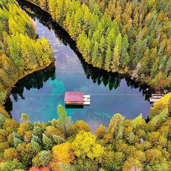 Nature's perfect circle. This bird's-eye view reveals how the spring creates its own ecosystem within Michigan's northern wilderness.
