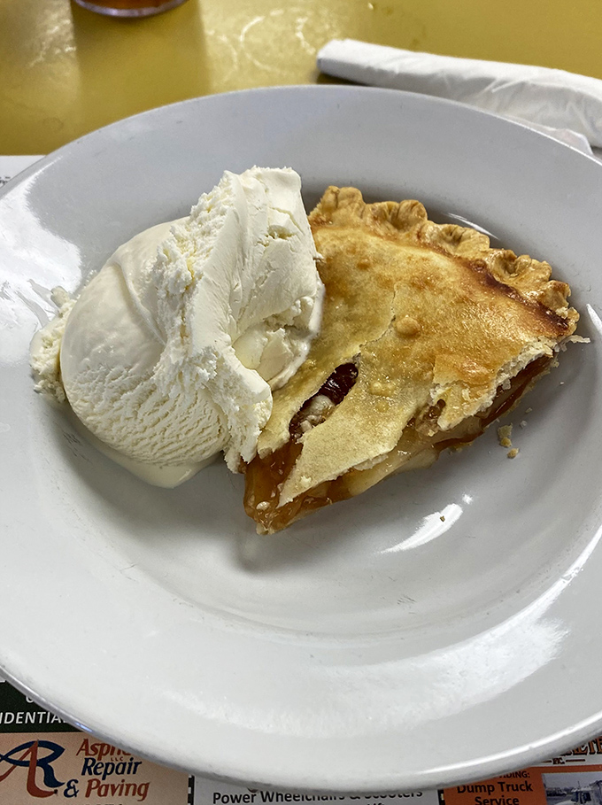 Apple pie and ice cream—the dessert equivalent of a warm hug from someone who truly understands what comfort really means.
