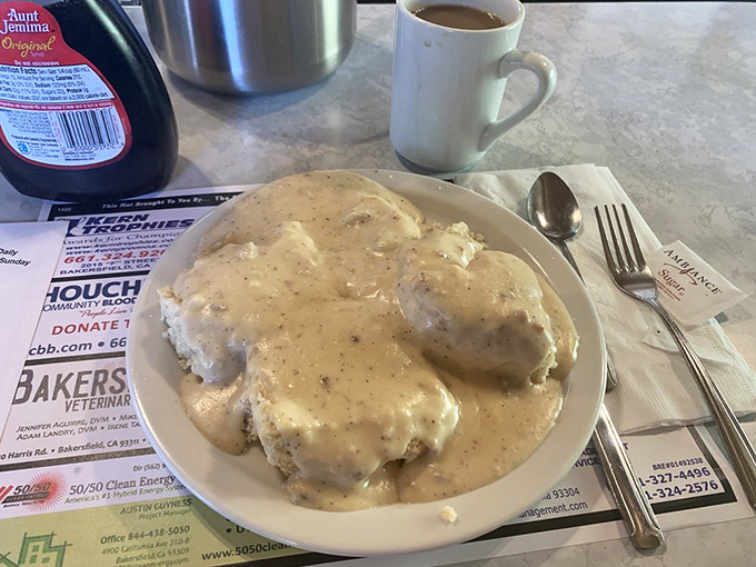 Biscuits and gravy that would make your Southern grandmother nod in approval&mdash;a creamy, peppery blanket covering pillowy biscuits with no pretension.