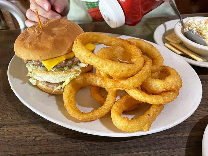 A burger and onion rings that prove Hasty Tasty isn't just a breakfast one-hit wonder &ndash; this is an all-day affair worth celebrating.