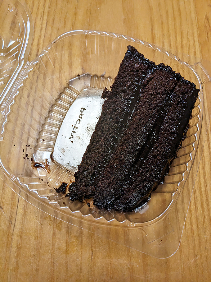 Chocolate cake so rich it should have its own tax bracket. The perfect sweet finale to a sandwich experience worth crossing state lines for.