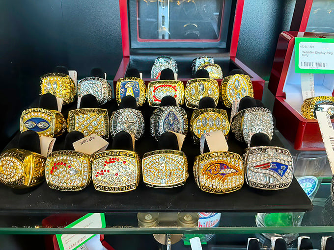 Fantasy football indeed &ndash; replica championship rings that let you pretend you caught that winning touchdown in Super Bowl glory.