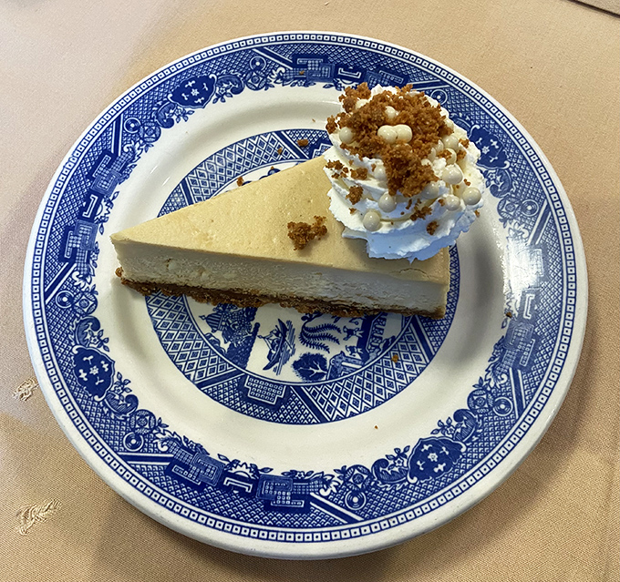 Cheesecake that achieves the impossible: rich yet light, sweet yet balanced. That crumble topping is the culinary equivalent of a perfect closing argument.