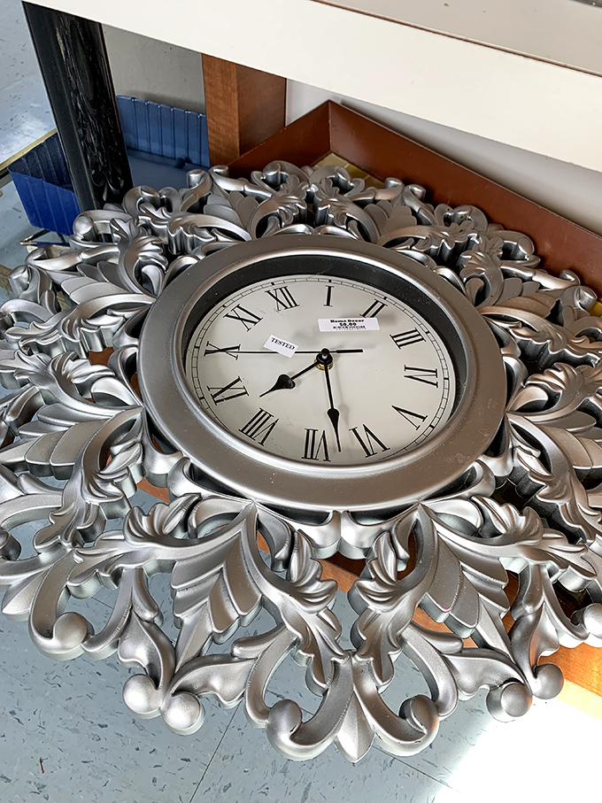 This ornate silver clock doesn't just tell time&mdash;it announces it with the dramatic flair of a Broadway diva taking center stage.