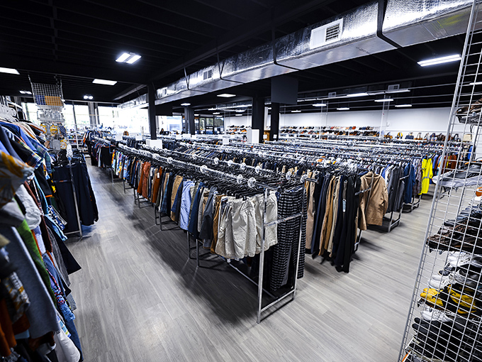 The men's section stretches to the horizon&mdash;a sea of potential wardrobe upgrades where yesterday's fashion becomes tomorrow's signature look.