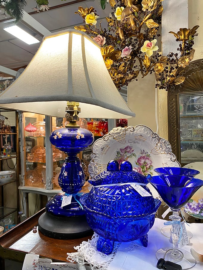 Cobalt blue glass collection that would make your Mediterranean vacation photos jealous. Electric blue elegance that outshines any modern reproduction.