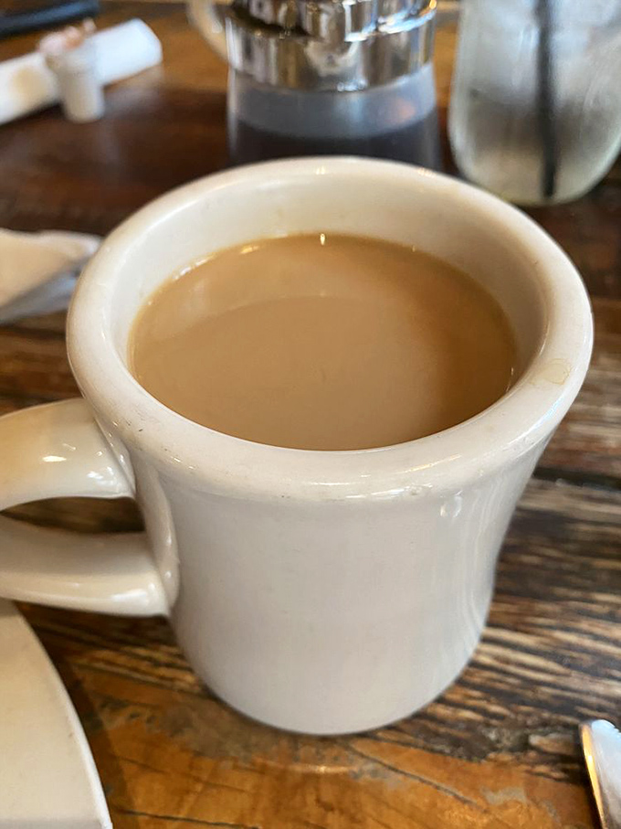 The unsung hero of breakfast&mdash;a sturdy mug of coffee that knows its job is to prepare you for the mountain of food that's coming.