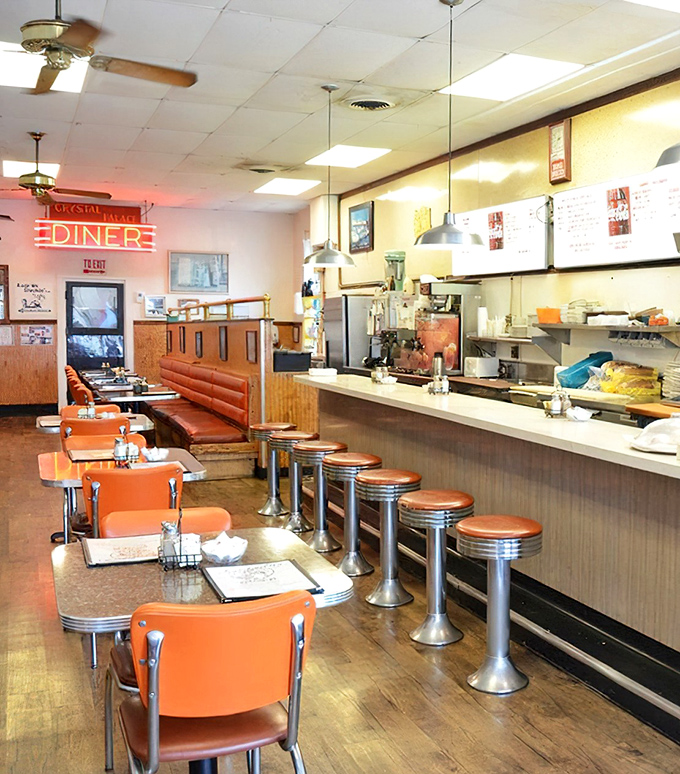 The counter view&mdash;where regulars claim their territory and waitresses remember your order before you sit down. Diner perfection in its natural habitat.