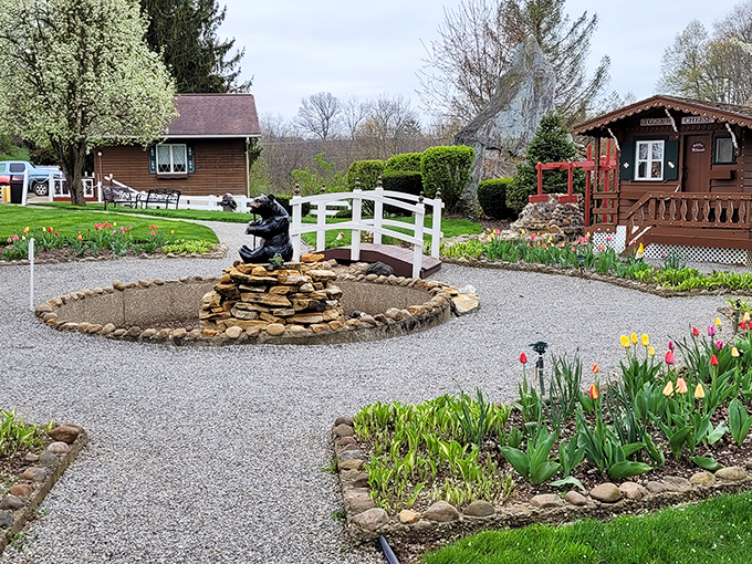 Even the garden outside embraces the charm of Guggisberg. After a cheese feast, this peaceful spot offers the perfect digestive stroll.
