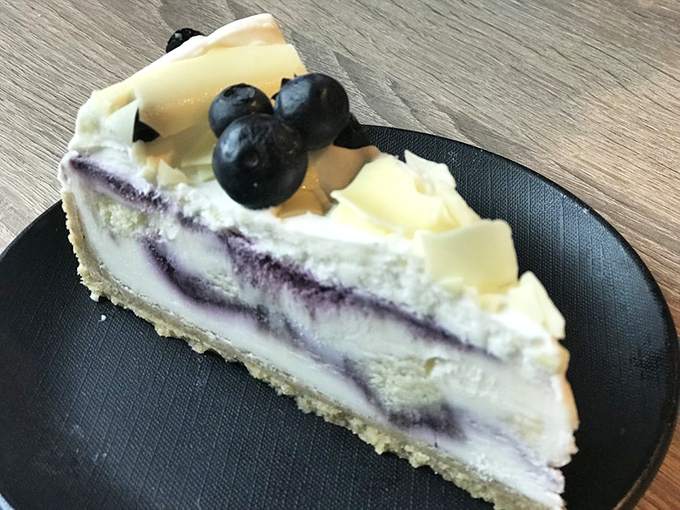 Cheesecake swirled with blueberry that doesn't need a New York accent to prove its authenticity&mdash;just one perfect bite.