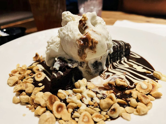 This chocolate dessert with ice cream and hazelnuts doesn't care that you're "too full." It knows you'll find room, and it's absolutely right.