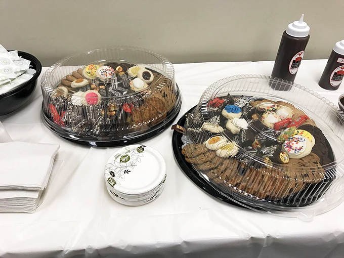 Cookie and dessert platters standing by for those who somehow saved room. The sweet finale to a smoky symphony.
