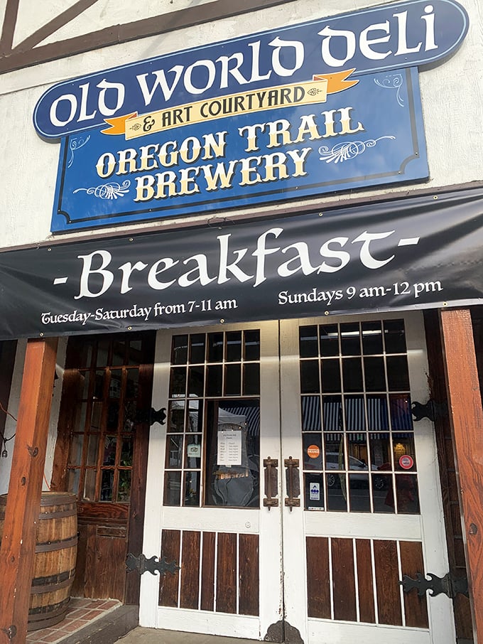 "Breakfast" beckons from above these charming wooden doors. The sign might as well say "Happiness served from 7-11am" for those in the know.