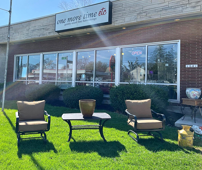 Outdoor display that says, "Yes, we're so confident in our selection that we put the good stuff right on the lawn." Curb appeal that actually delivers.