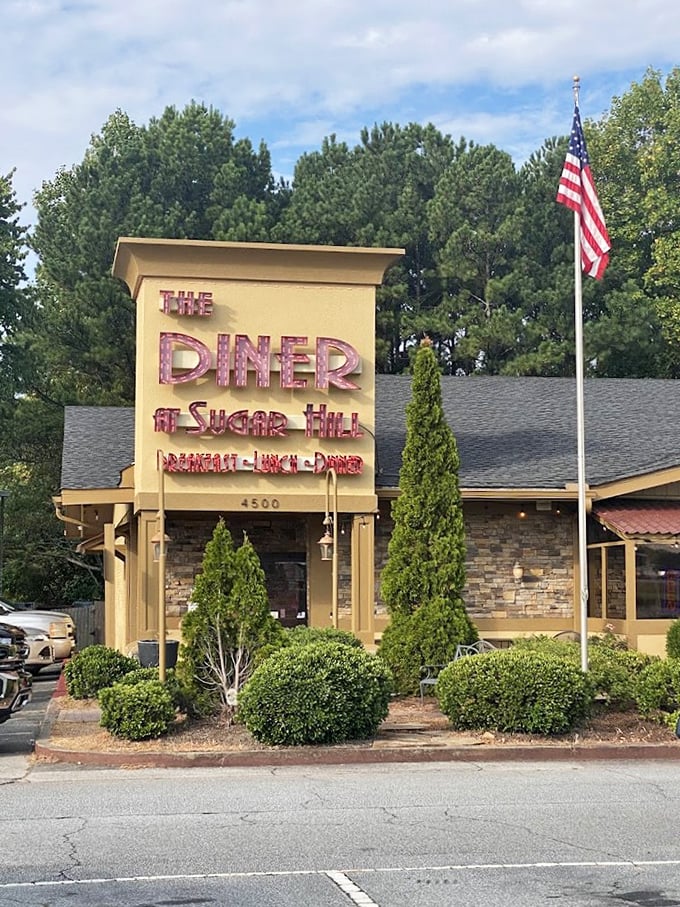 Standing proud against Georgia pines, the restaurant's façade is as welcoming in daylight as its neon is at night.