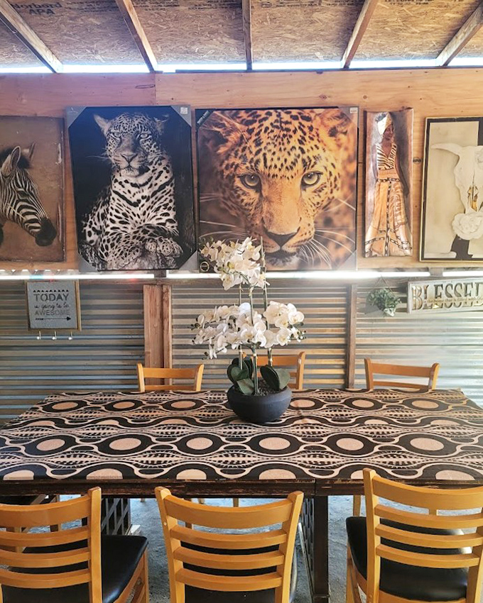 Animal portraits watch over diners in this eclectic interior space, where the decor might be unexpected but the focus remains squarely on the food.