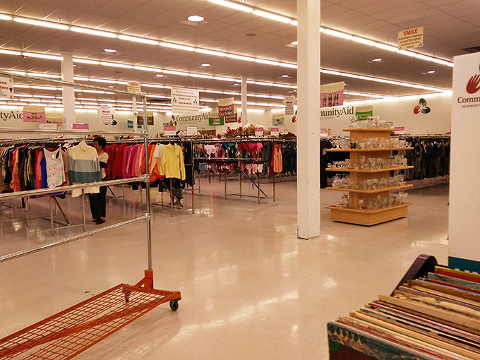 The vast expanse of organized chaos&mdash;where clothing racks create neighborhoods of possibility and every aisle promises unexpected discoveries.