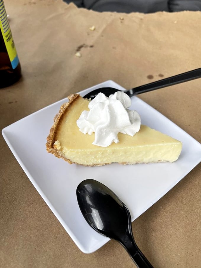 The holy grail of Florida desserts &ndash; key lime pie with that perfect yellow hue that screams authenticity, topped with a cloud of whipped cream that makes everything right in the world.
