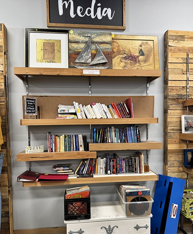 The media section offers literary adventures alongside vintage vinyl and framed artwork &ndash; brain food for the budget-conscious bibliophile.