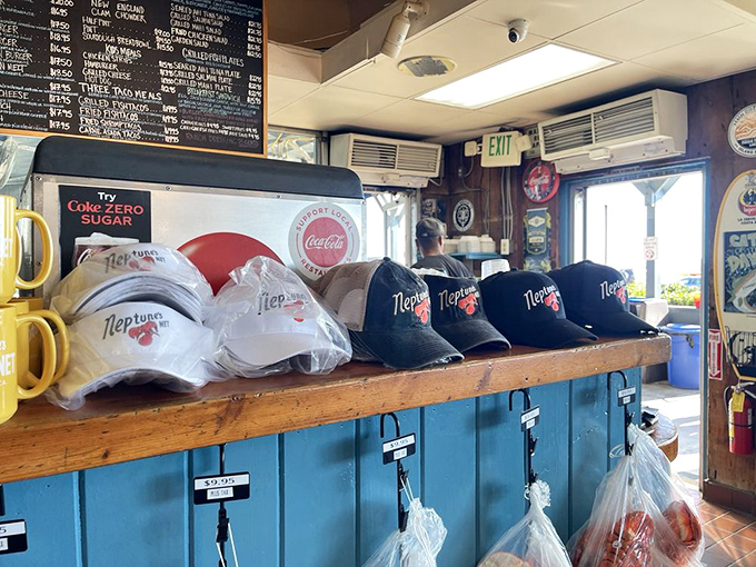 True fans don't just eat at Neptune's Net&mdash;they take a piece home. These caps and shirts are badges of honor among California seafood aficionados.