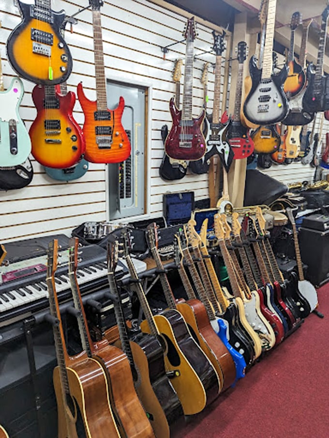 Guitar heaven for players and collectors&mdash;where instruments of every color and vintage wait for the right hands to bring them back to life.