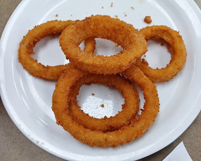 Onion rings with that perfect golden crunch &ndash; the supporting actors that sometimes steal the show from the sandwich stars.