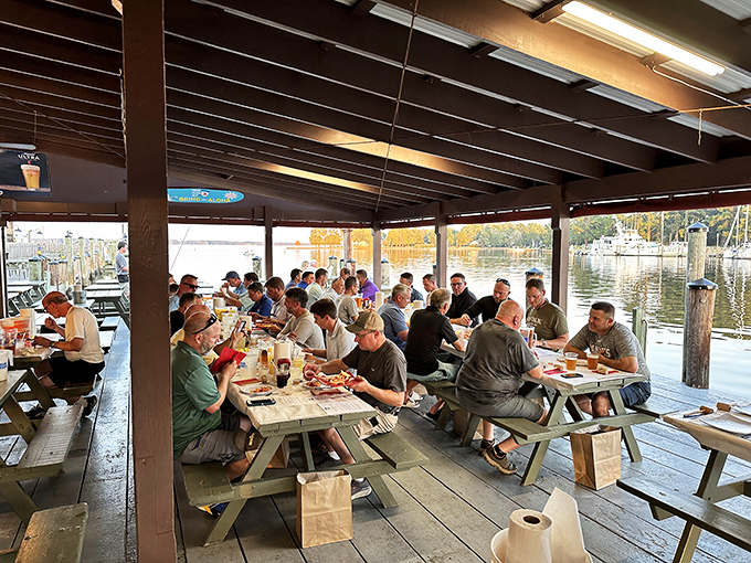 The outdoor dining area buzzes with the symphony of crab mallets, laughter, and the occasional "wow" from first-timers experiencing Maryland's seafood magic.