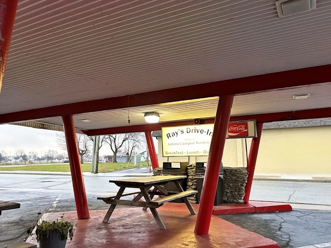 Outdoor seating extends the welcoming atmosphere where conversations flow as freely as the sweet tea.