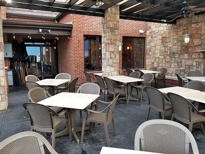 The outdoor patio beckons when Ohio's weather plays nice. Fresh air somehow makes those boxties and sandwiches taste even better.