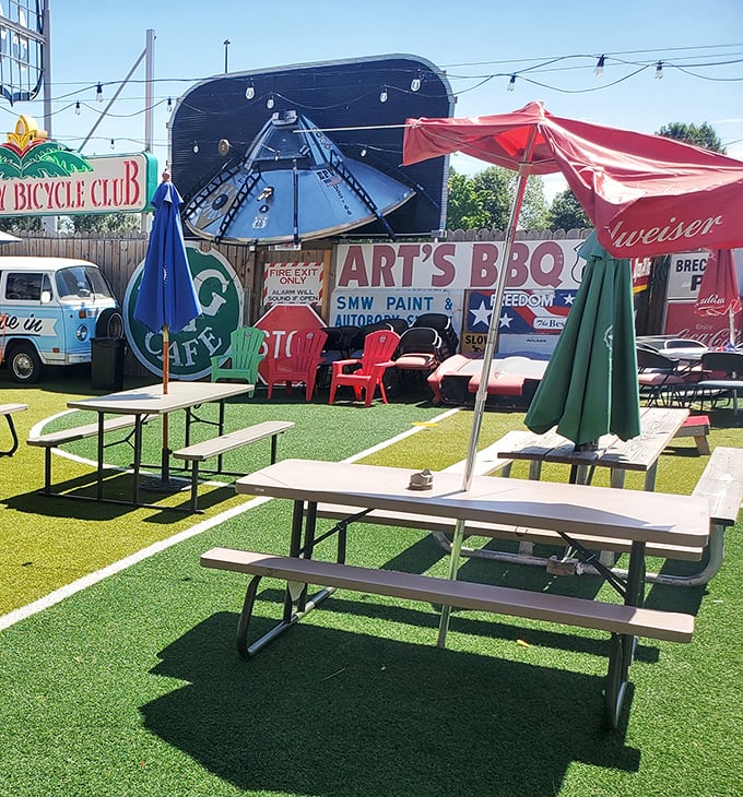 The outdoor area proves Motorheads isn't just about looking back &ndash; it's about creating new memories against a backdrop of automotive nostalgia.