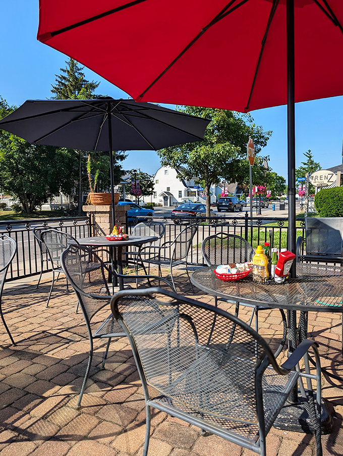 The outdoor patio&mdash;where summer mornings turn into perfect afternoons. Fresh air makes everything taste better, especially when there's shade.