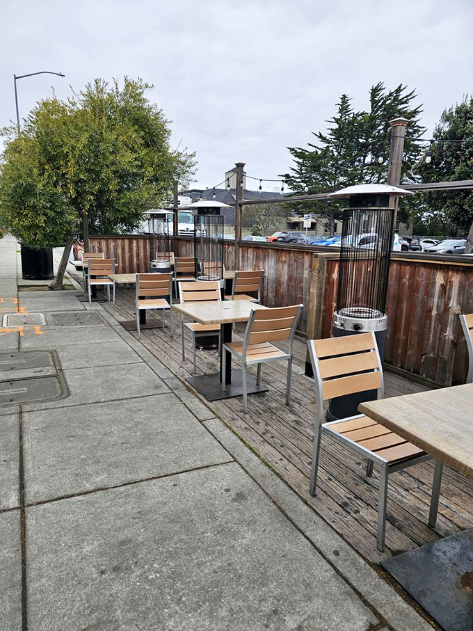 The outdoor patio offers a front-row seat to Pacific Grove's gentle rhythms&mdash;perfect for savoring seafood in the coastal breeze.