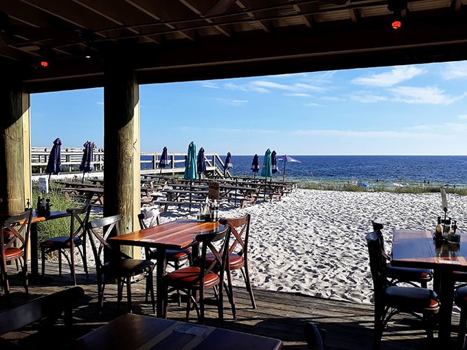 Dining with a view that makes you wonder why you ever eat indoors. The Gulf of Mexico doesn't just provide the food here&mdash;it's the star entertainment.