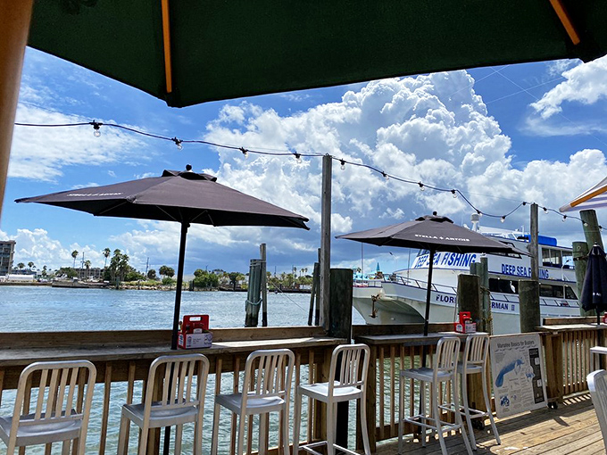 Outdoor seating where Gulf breezes carry the promise of fresh seafood and unforgettable coastal memories.