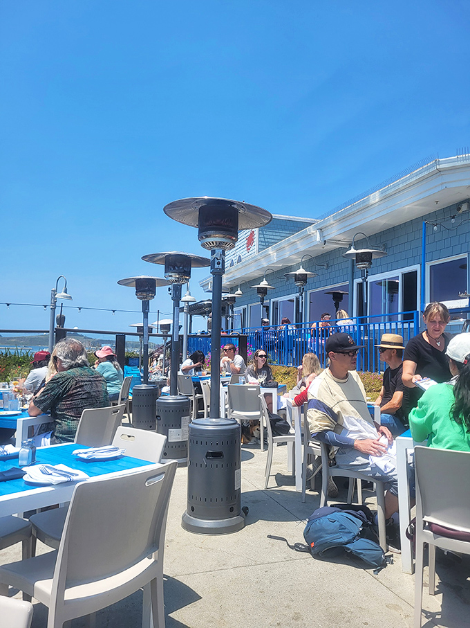 Outdoor dining with heat lamps and ocean views&mdash;because fresh seafood tastes even better with a side of sea breeze.