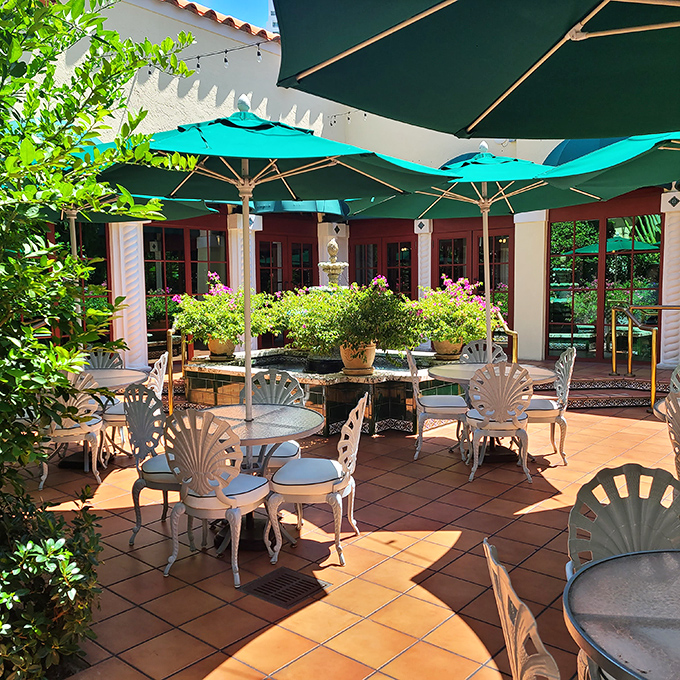The outdoor patio offers shell-shaped chairs and dappled sunshine&mdash;a perfect setting for seafood that was swimming yesterday.