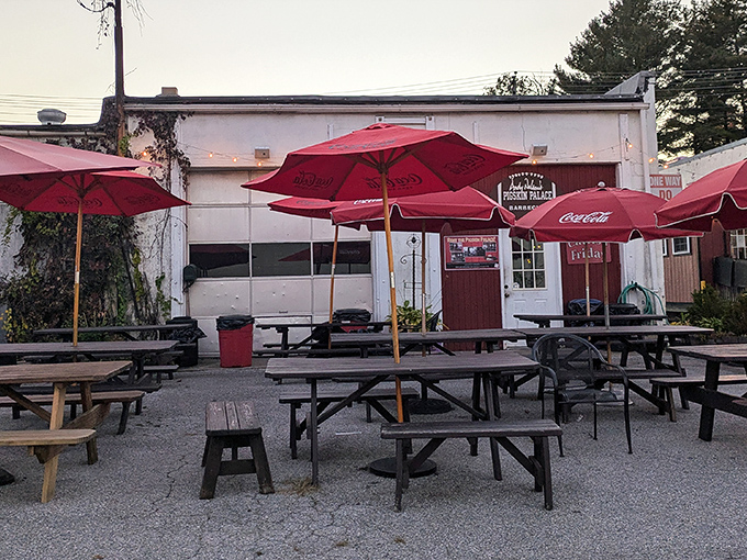 When weather permits, the outdoor picnic area becomes a communal feast space where sauce-stained fingers and satisfied smiles are the norm.