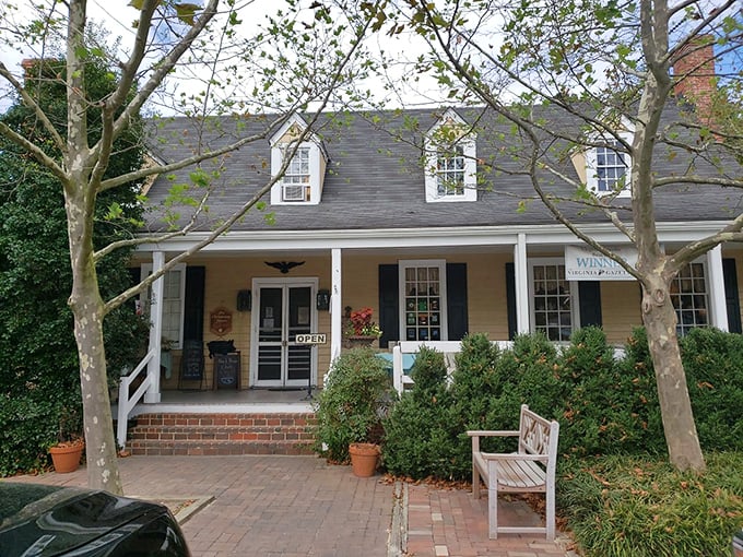 The exterior view that's launched a thousand appetites. This yellow clapboard house with blue shutters isn't just a restaurant&mdash;it's a Williamsburg institution