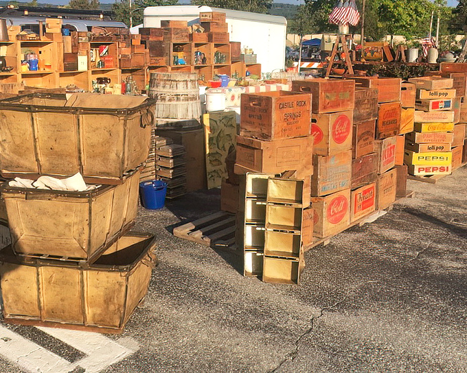 The outdoor section&mdash;where vintage crates that once carried sodas and supplies now carry endless possibilities for creative repurposing.